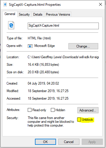 SigCaptX 示例在 Edge 中不起作用 – Developer Support